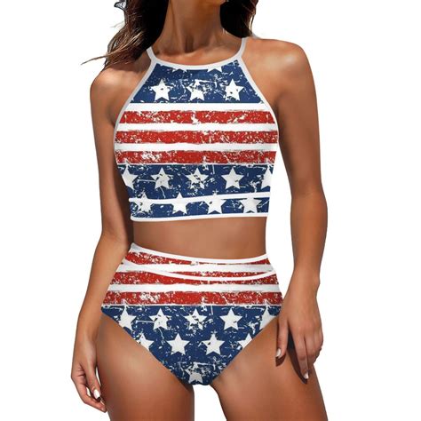 Aboser American Flag Bikini Sets For Women 2024 High Waisted Swimsuits