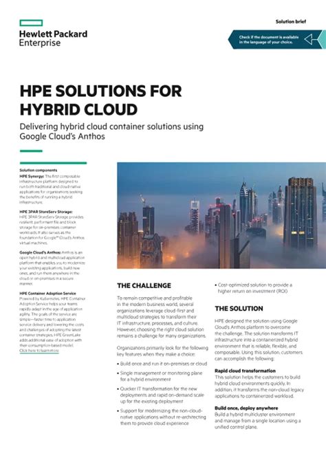 Hpe Solutions For Hybrid Cloud Solution Brief