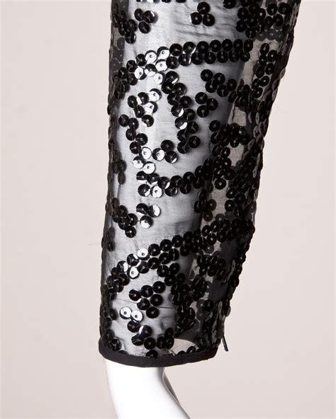 Evelyn Byrnes Vintage 1970s 70s Long Black Sequin Maxi Dress For Sale
