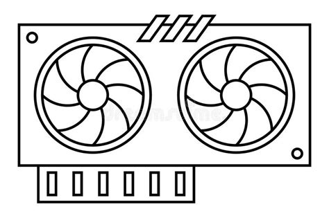 Gpu Line Icon Modern Graphic Processing Unit With Two Fans Stock
