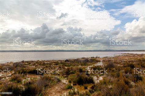 Laguna Salada의 Torrevieja 유럽의 스페인 핑크 소금에 절인 호수 살리나스 자연 공원 0명에 대한 스톡 사진