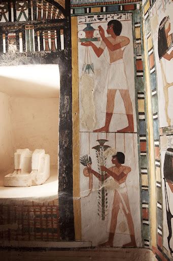 Raking Light Long Hall Far Male Offering Bearers And Remains Of Menna