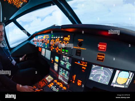 Cockpit Of An Airbus A Flight Simulator That Is Used For Training Of Professional Airline