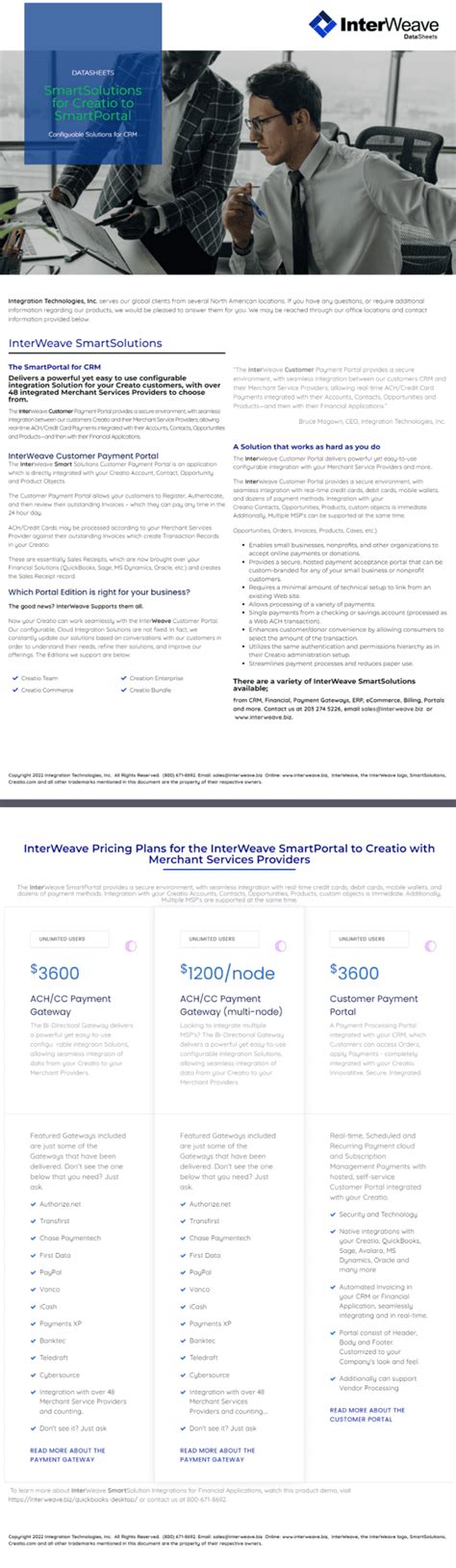Cr Customer Portal Datasheet The Smartintegration Platform
