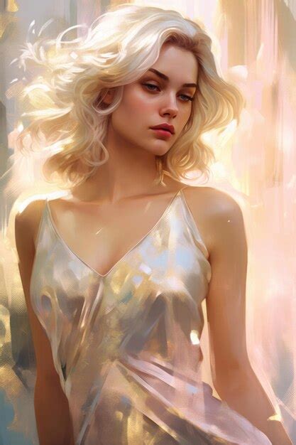 Premium AI Image A Woman With Blonde Hair And A Silver Dress