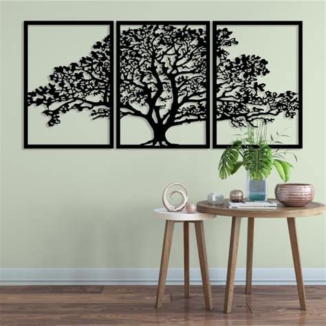 Décoration Murale Dekory Arbre De Vie 130 X 60 Cm Métal Noir