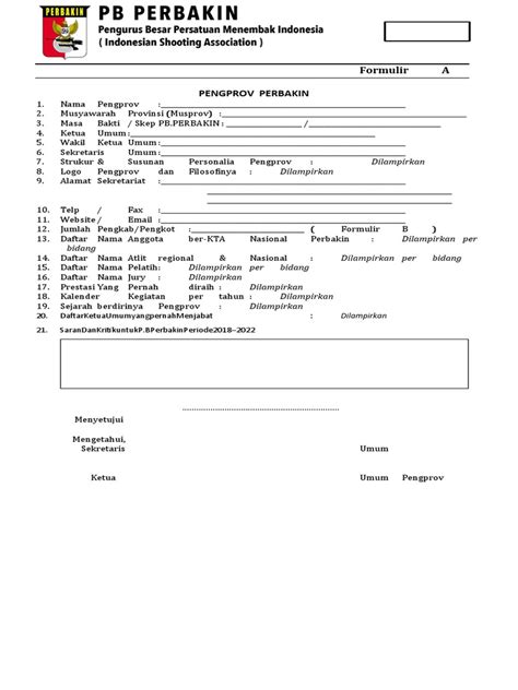 Formulir Database Keanggotaan Perbakin Pdf