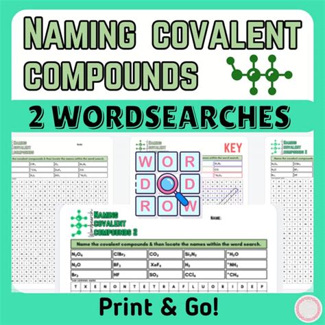 2 Wordsearches Naming Covalent Compounds Practicereview Nomenclature