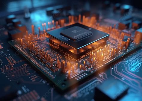 Digital Processor Technology Circuit Board Neon Color Background