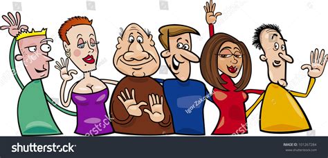 Cartoon Illustration Hugging Happy People Group Stock Vector 101267284