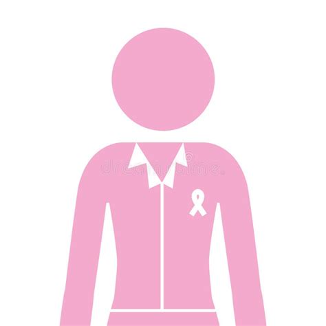 Silhouette Pink Heart With Ribbon Of Breast Cancer Stock Vector