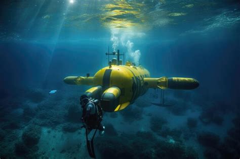 Premium Ai Image Submarine Deploying Advanced Drones For Ocean