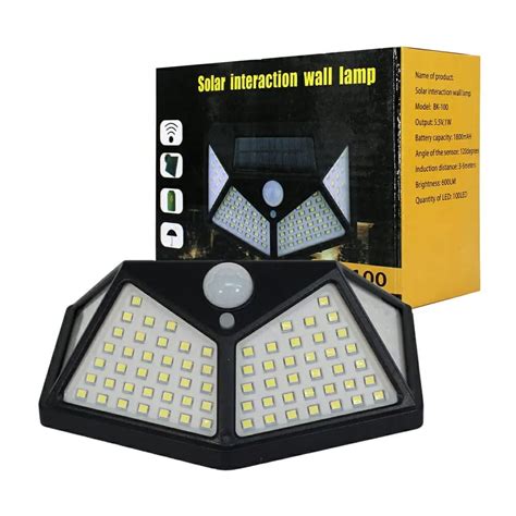 Luminária Energia Solar Parede 100 Led Sensor Presença 3 Funções Lâmpa