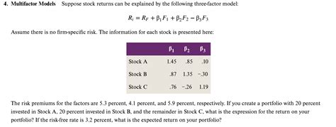 Solved Multifactor Models Suppose Stock Returns Can Be