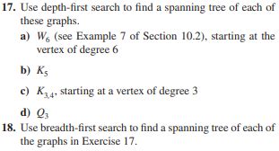 Solved 17 Use Depth First Search To Find A Spanning Tree Of Chegg