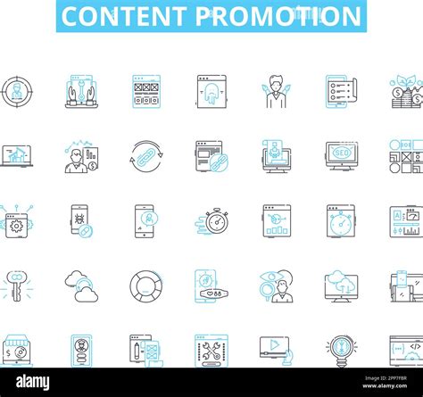 Content Promotion Linear Icons Set Outreach Visibility Engagement Promotion Amplification