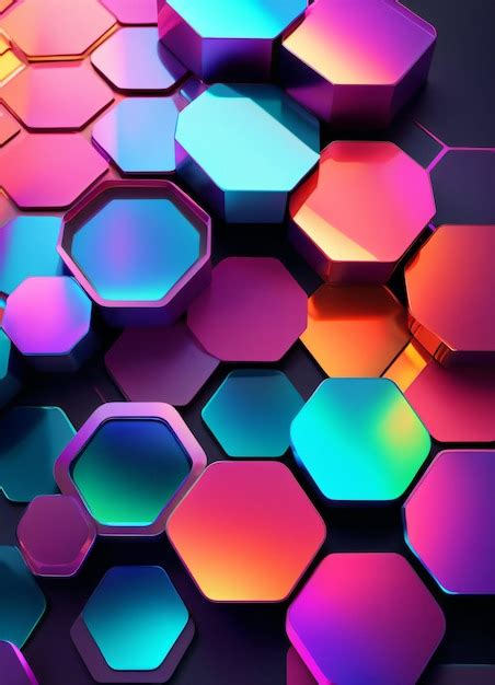 Premium Ai Image Abstract Hexagonal Holographic Texture Background