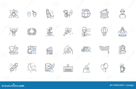Quest Line Icons Collection Adventure Exploration Discovery
