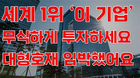 상한가 세계 1위 이 기업 무식하게 투자하세요 대형호재 임박했어요 주식전망 2024년주식전망 5월주식전망 대폭락 Youtube