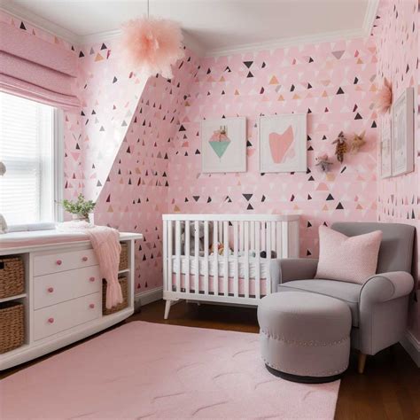 Pink Triangle Wallpaper Creates Whimsical Nursery Space • Artfasad