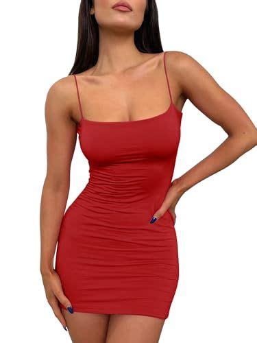 Lillusory Dress Spaghetti Strap Bodycon Dress Tight Mini Dress