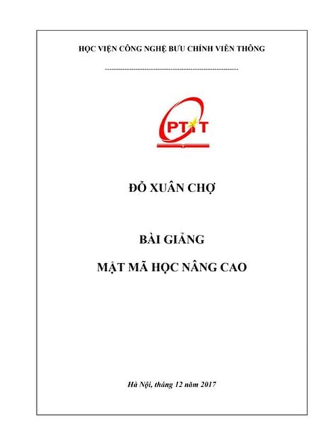 bài giảng mật mã học cơ sở ptit pdf