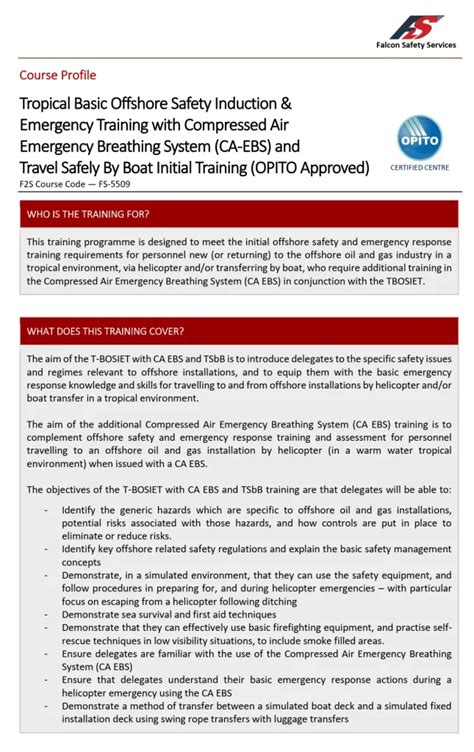 Opito Approved Training Falcon Safety Services