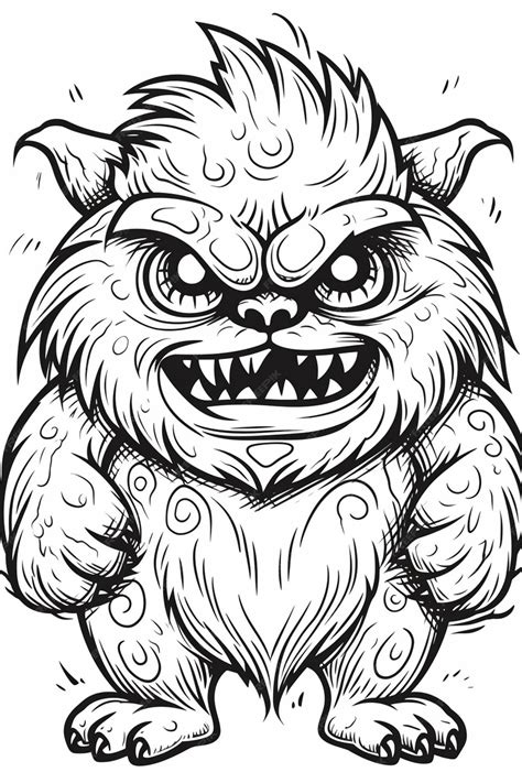 Premium Photo A Cartoon Monster With Big Teeth And Big Eyes Generative Ai