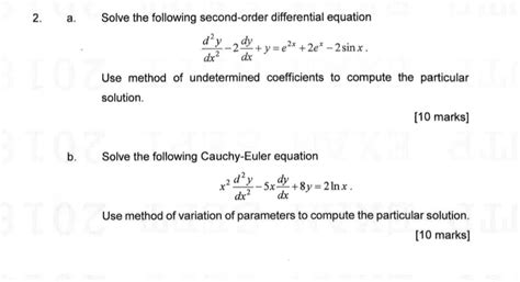 Solved A Solve The Following Second Order Differential