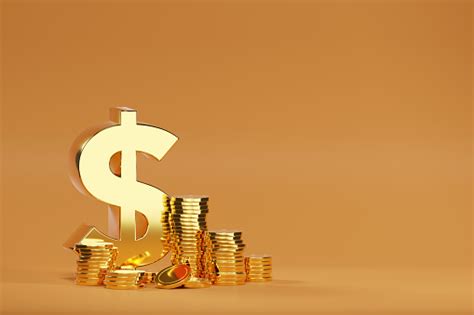 3d 렌더링 달러 기호와 금화는 장면에 복잡하게 통합되어 재정적 풍요와 성공적인 투자를 의미합니다 개념에 대한 스톡 사진 및