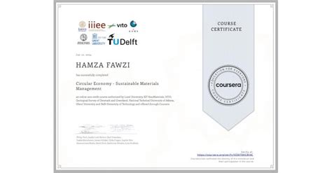 Hamza Fawzi On Linkedin Completion Certificate For Circular Economy Sustainable Materials