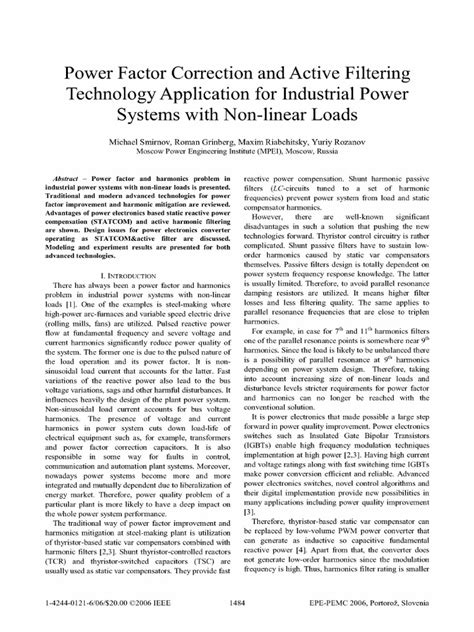 paper power factor correction and active filtering technology