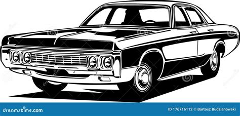 Classic Vintage Retro American Legendary Car Dodge Stock Vector