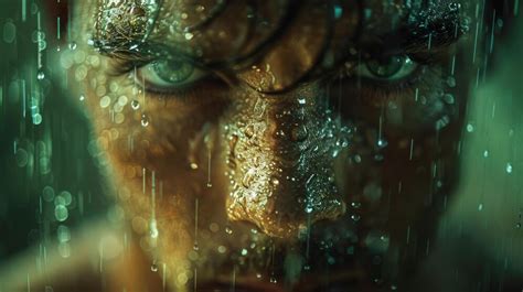 Premium Photo Hacker In The Rain A Digital Matrix Portrait