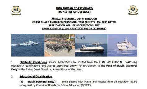 Indian Coast Guard Navik Gd Recruitment 2024 260 Vacancies Apply