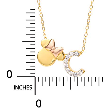 Disney Minnie Mouse Sterling Silver Gold Plated Cubic Zirconia Initial