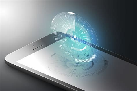 증강된 현실 마케팅 개념입니다 블랙 색상 추상적인 기술 디자인 그래픽 요소와 스마트 전화 아칸소 응용 프로그램 배경입니다 3 차원 벡터 그림입니다 3차원 형태에 대한 스톡