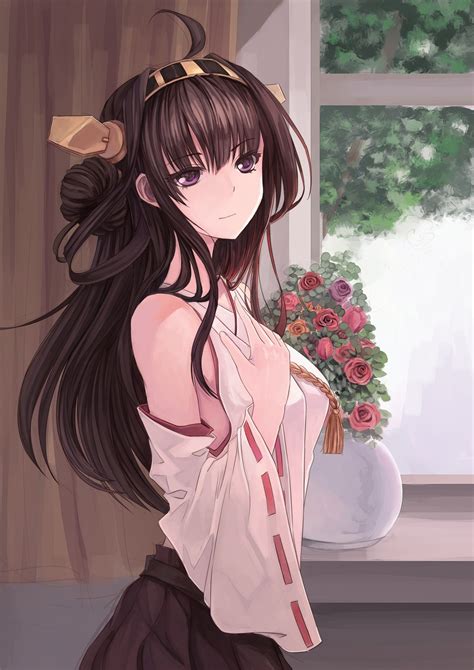 Wallpaper Illustration Long Hair Anime Girls Brunette Kantai
