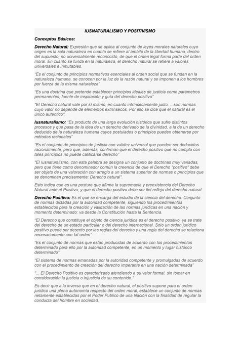 Filosofia Iusnaturalismo Y Positivismo Resumen IUSNATURALISMO Y