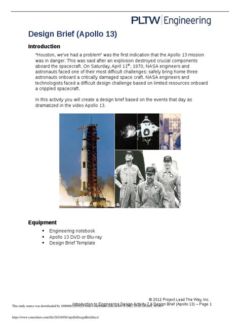 Apollo Design Brief Pdf