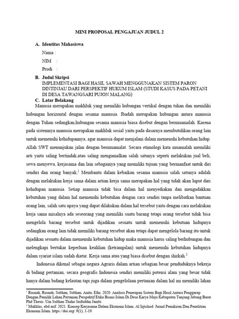 Mini Proposal Pengajuan Judul Pdf