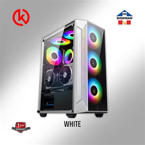 Keytech T1000 Atx Tempered Glass Pc Gaming Computer Desktop Case