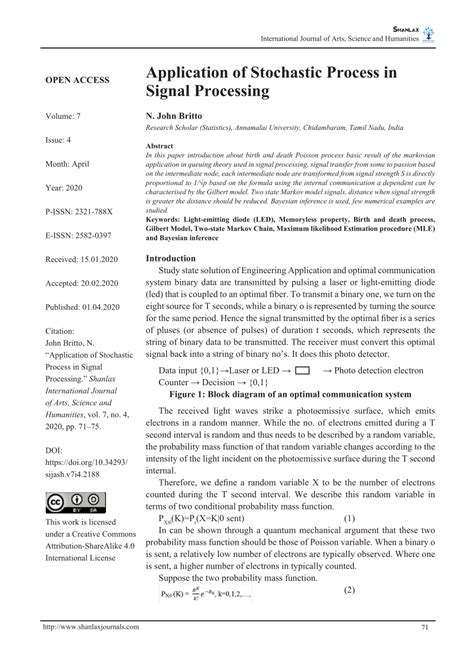 Pdf Application Of Stochastic Process In Signal Processing