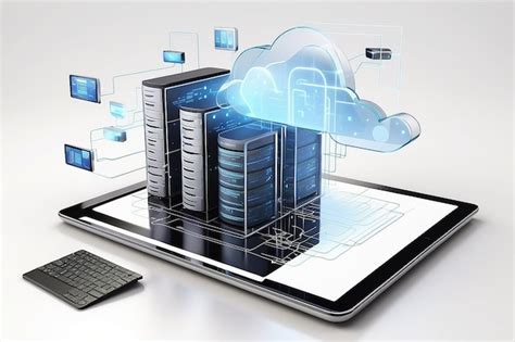 Digital Tablet Connected With Database Big Data Storage And Cloud Computing Computer Service On