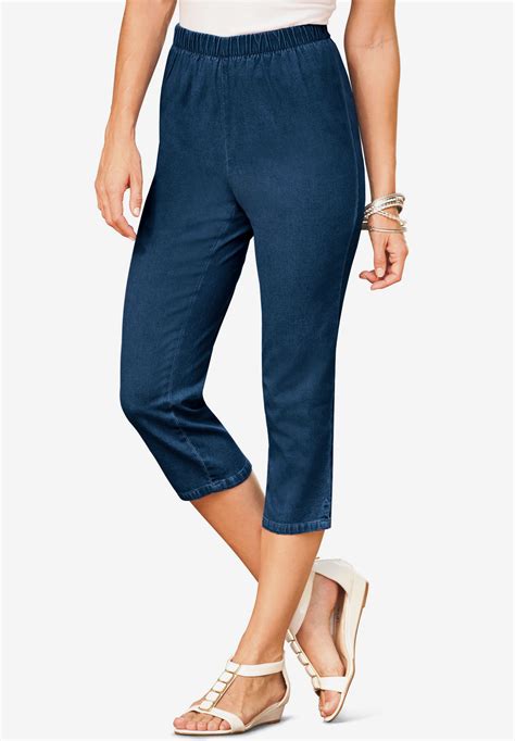 Capri Pull On Stretch Jean By Denim 247® Plus Size Shorts And Capris Full Beauty