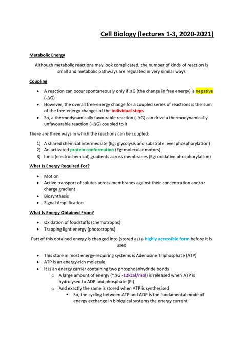 Cell Biology 20202021 Lectures 1to3 Cell Biology Lectures 1 3 2020