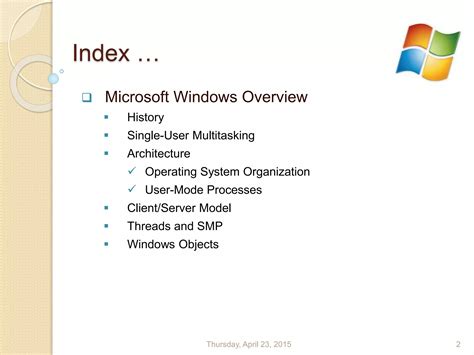 Windows Os Architecture In Summery Pptx