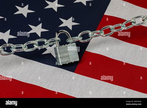 United States Flag With Unlocked Chain Border Security Immigration