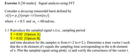 Exercise Marks Signal Analysis Using FFT Chegg