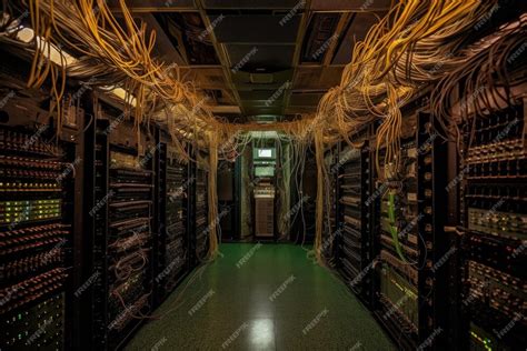 Premium Ai Image Network Cables Connected To A Mainframe Computer